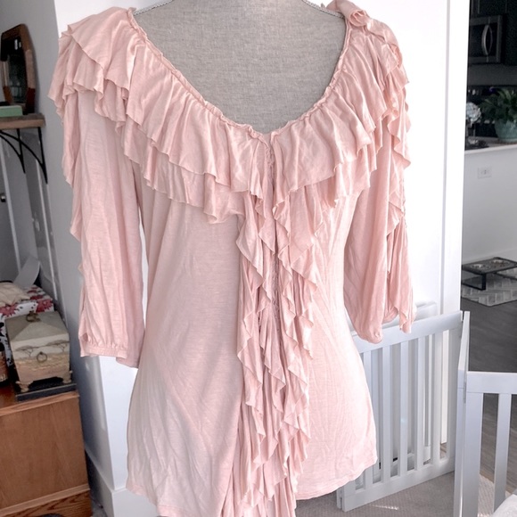 Boston Proper | Tops | Boston Proper Pink Ruffle Top | Poshmark